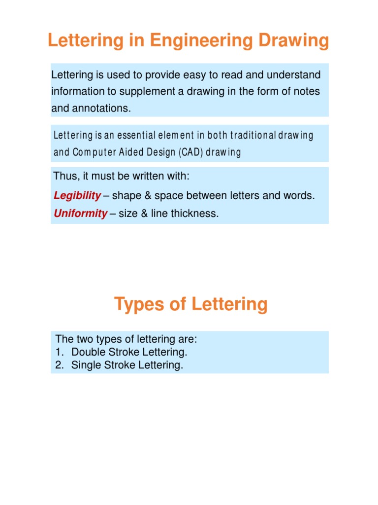 Engineering Lettering Presentation | PDF | Letter Case | Drawing