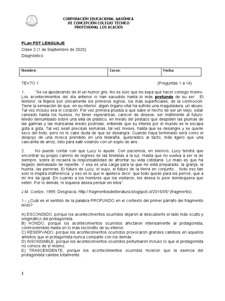 PTU Lenguaje Guía 2 Inferencias Los Acacios 1 y 2 de Septiembre | PDF | Era de iluminacion | Chile