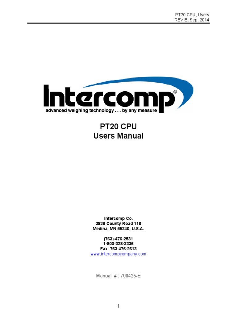 Intercomp PT20 Instruction Manual | PDF | Radio | Usb
