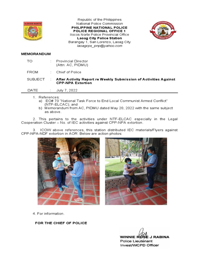 Activities Against CPP-NPA Extortion (July 7, 2022) | PDF