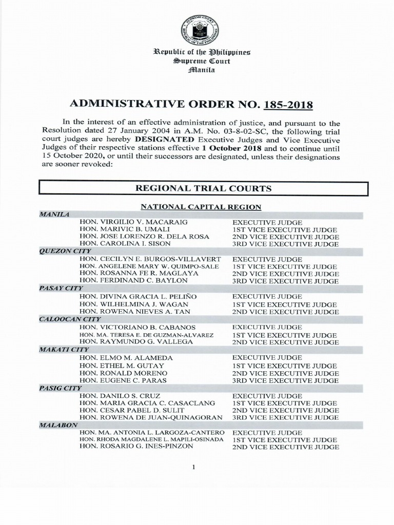 Administrative Order No 185 2018 | PDF