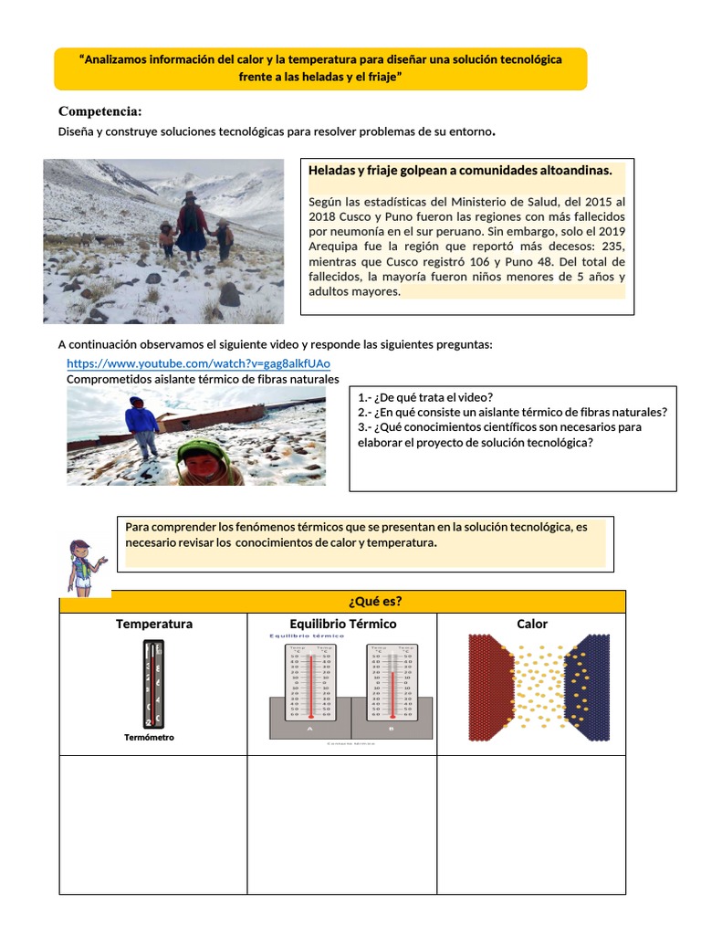 Ficha de Trabajo Calor y Temperatura | Descargar gratis PDF | Calor ...
