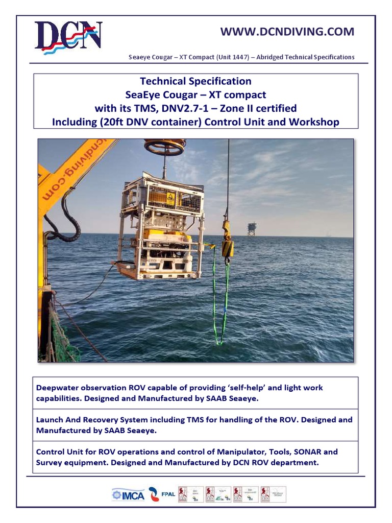 ROV Cougar Techncial Spec. Sheet Abridged | PDF