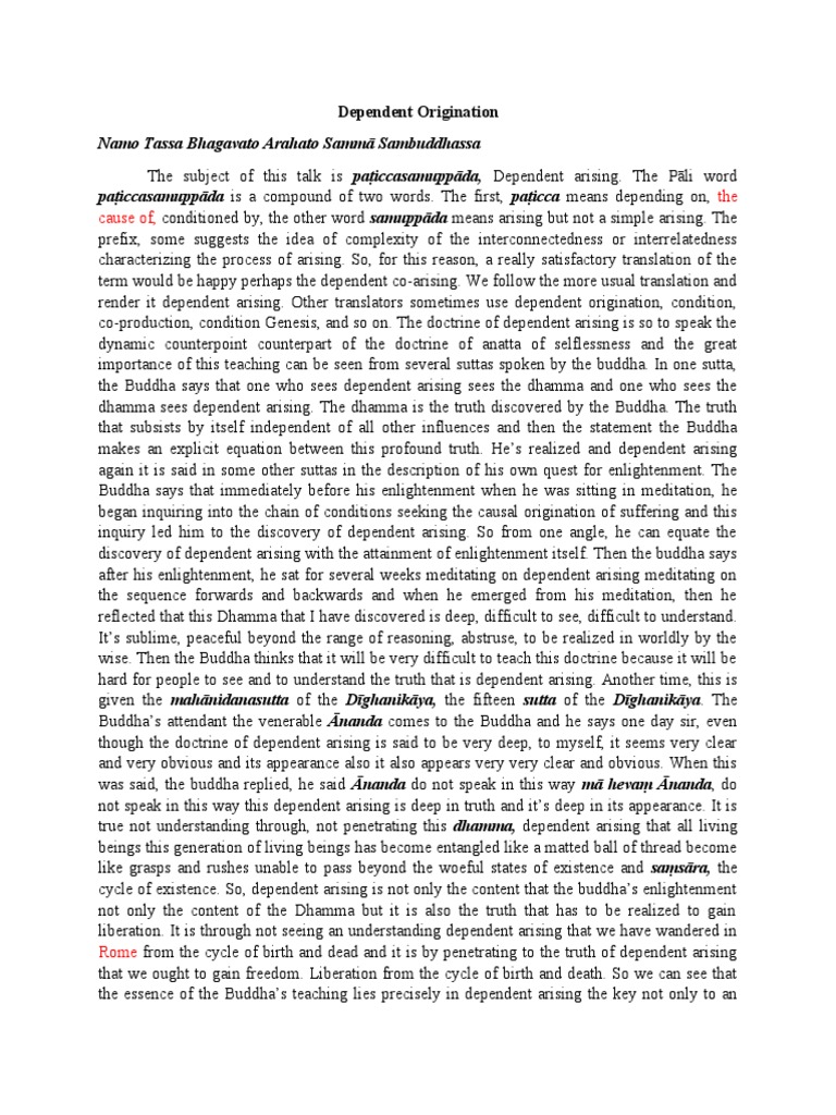 Dependent Origination | PDF | Four Noble Truths | Gautama Buddha