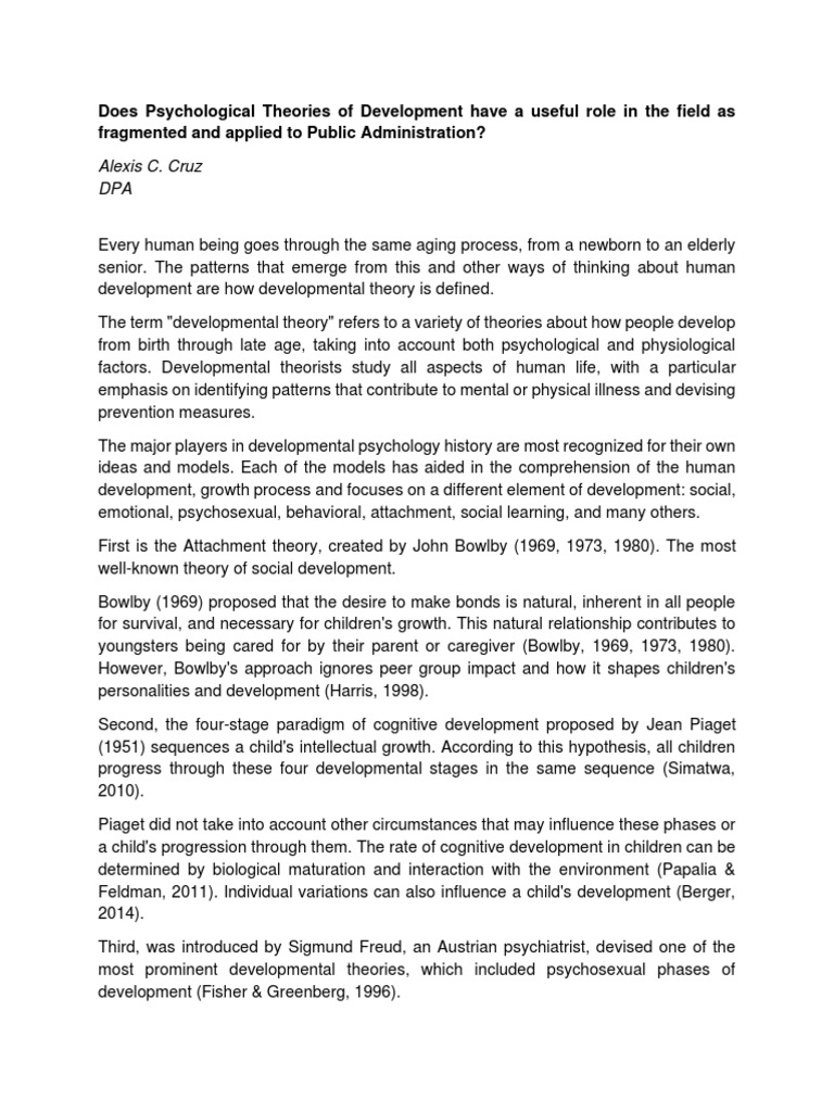 Public Administration and Dev Theories | PDF | Developmental Psychology ...