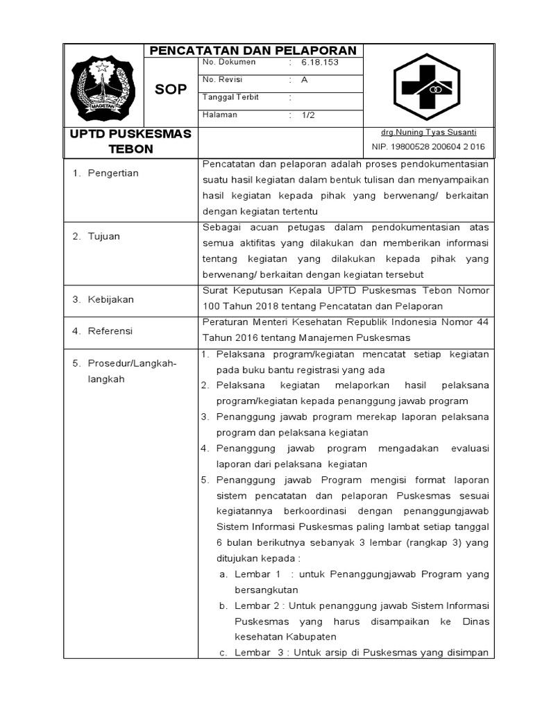 Sop Pencatatan Dan Pelaporan | PDF | Sains & Matematika