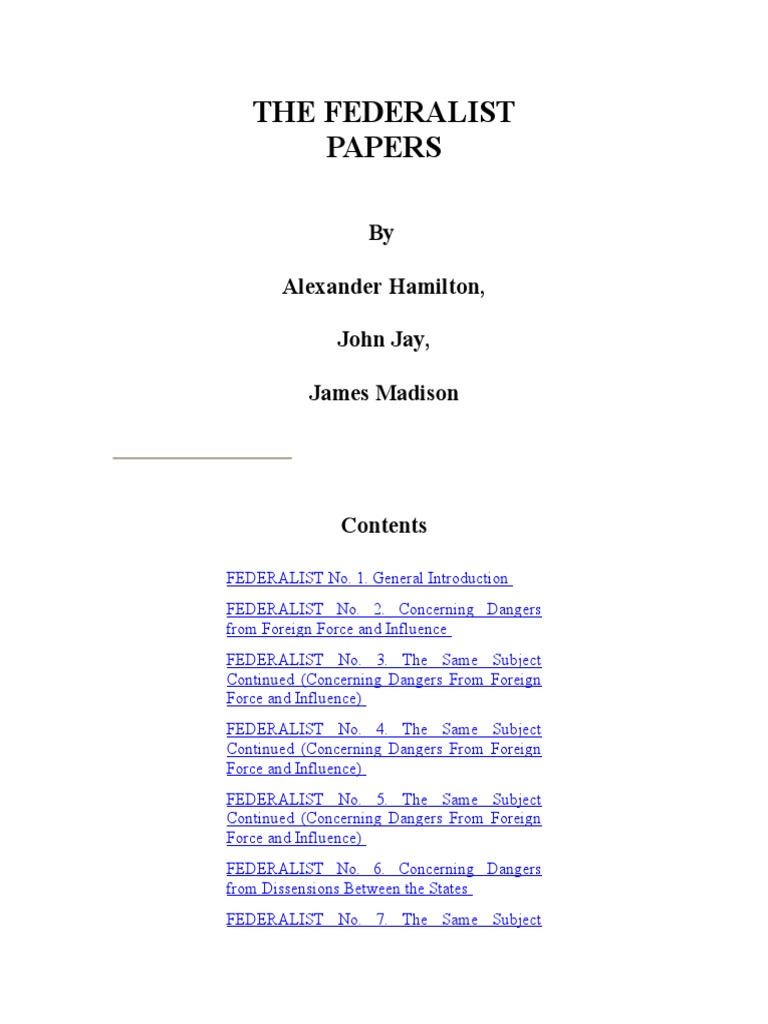 The Federalist Papers 2 | PDF | The Federalist Papers | Federalism