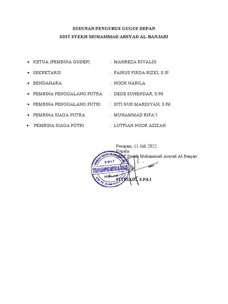 Susunan Pengurus Gugus Depan | PDF