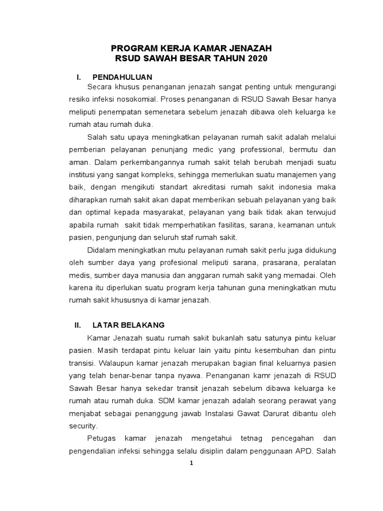 Program Kerja Kamar Jenazah | PDF