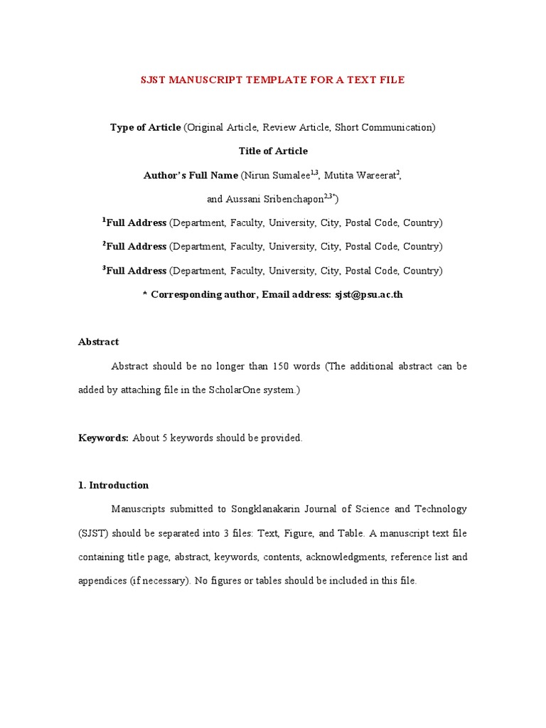 SJST Manuscript Submission Guidelines | PDF | Citation | Proofreading