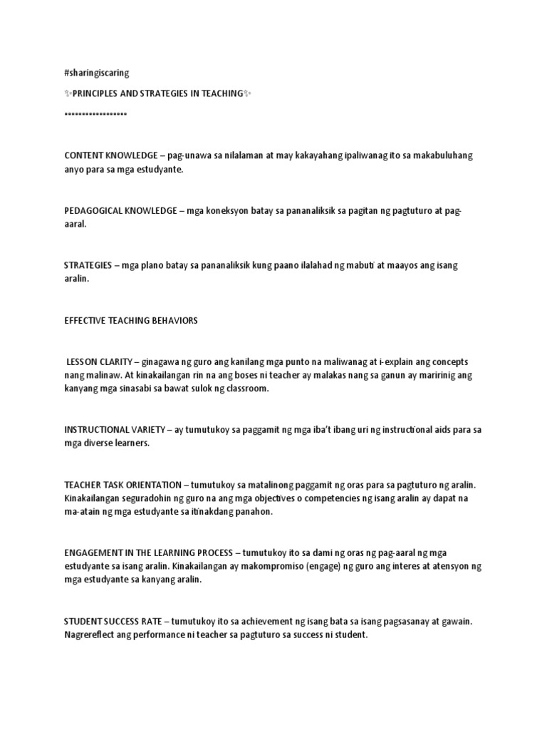 Prof Ed. Principles of Teaching | PDF