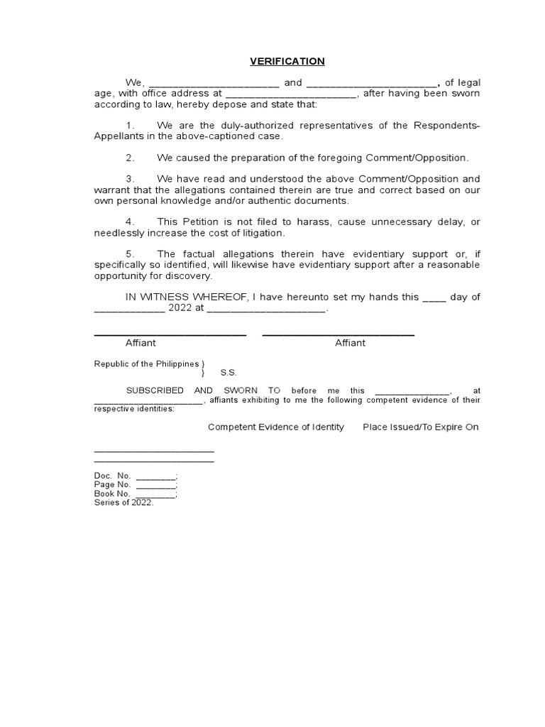 8-15-22 BLANK Verification and Verified Declaration | PDF | Affidavit ...