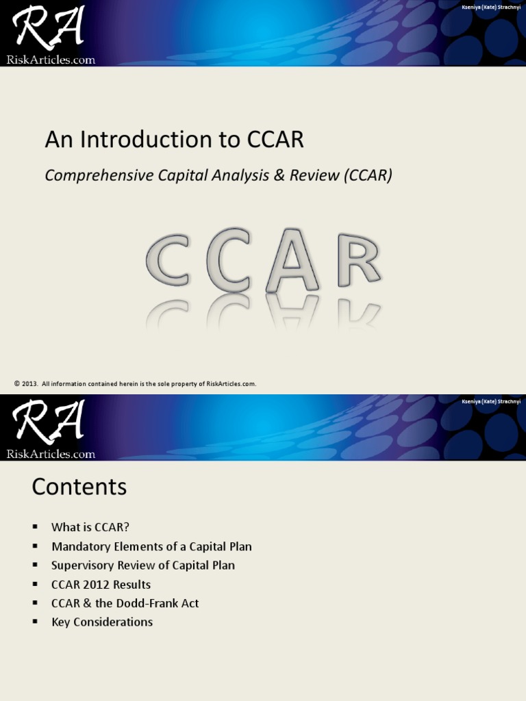 An Introduction To CCAR: Comprehensive Capital Analysis & Review (CCAR ...