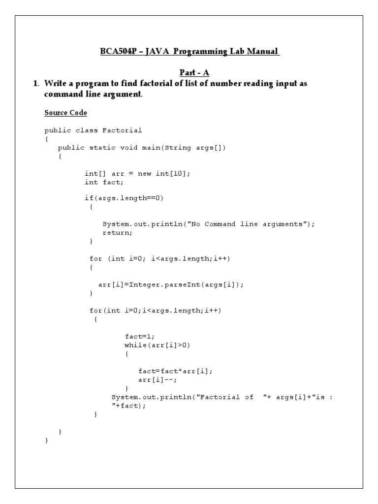 JavaLab PartA&B Manual (1) | PDF | Constructor (Object Oriented Programming) | Programming