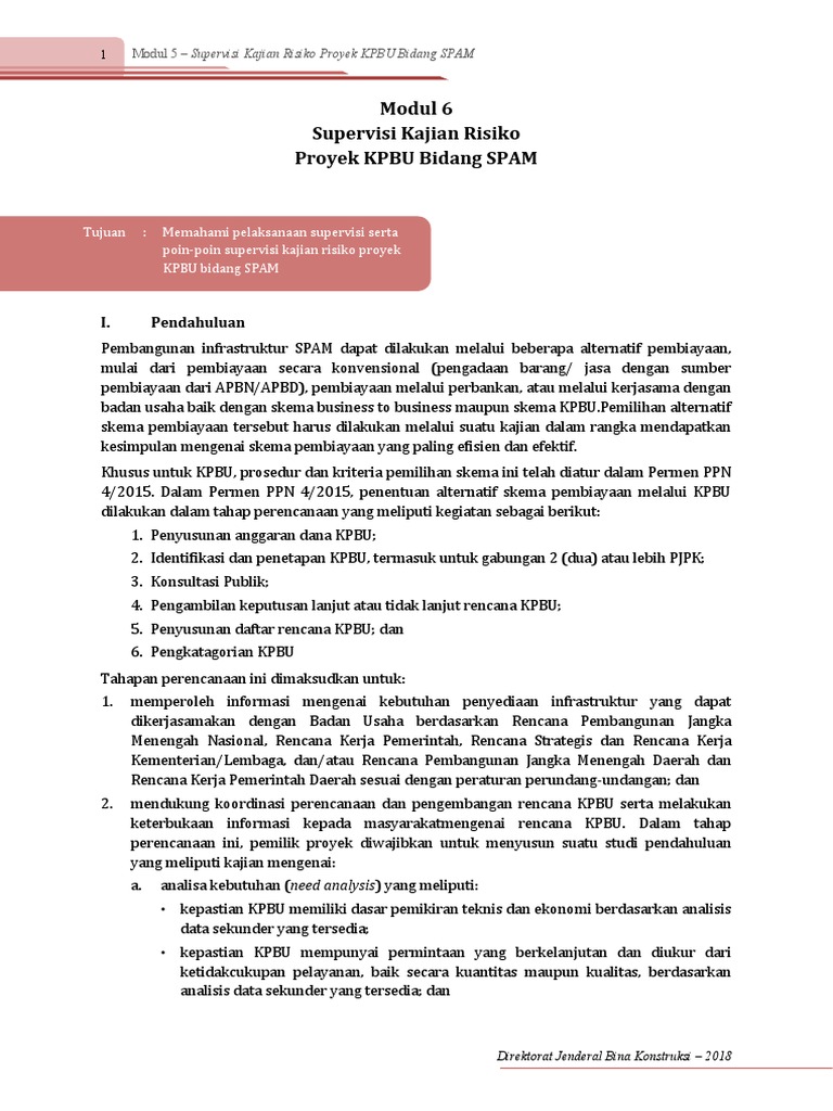 MODUL 6 - Supervisi Risiko Proyek KPBU SPAM | PDF