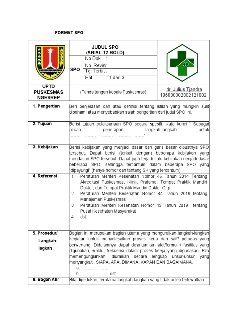 Format dan Contoh SOP Puskesmas | PDF