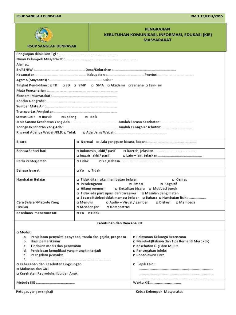 1.13 Form KIE Masyarakat | PDF