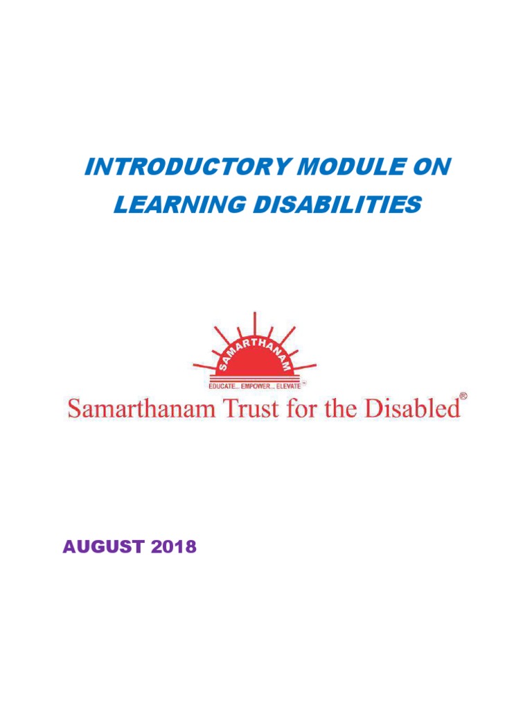 Introductory Module On Learning Disabilities: AUGUST 2018 | PDF ...