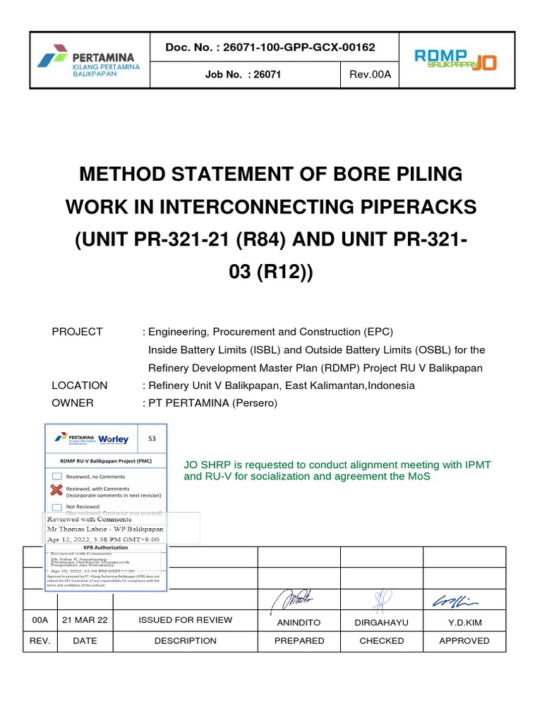 26071-100-GPP-GCX-00162 - Method Statement of Bore Piling Work in ...