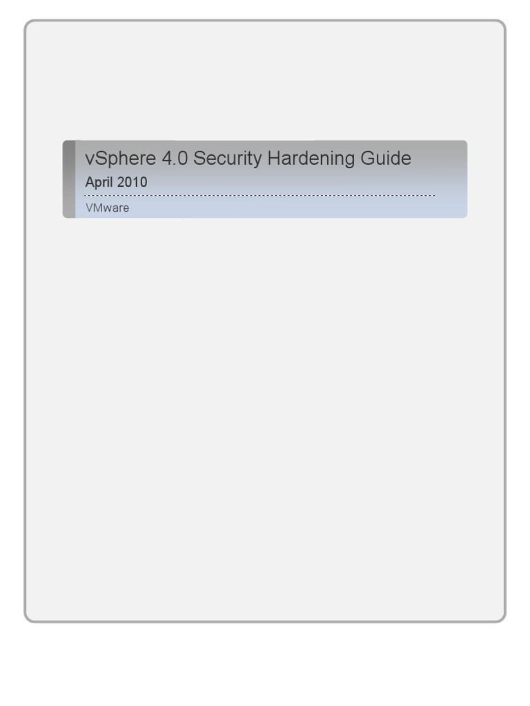 Vsphere Hardening Guide April 2010 Pdf Virtual Machine V Mware