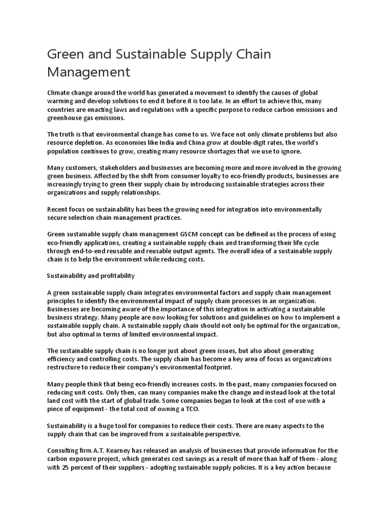 Green and Sustainable Supply Chain Management | PDF | Sustainability ...