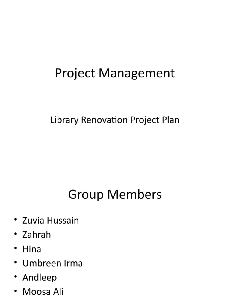 Project Management: Library Renovation Project Plan | PDF | Libraries ...