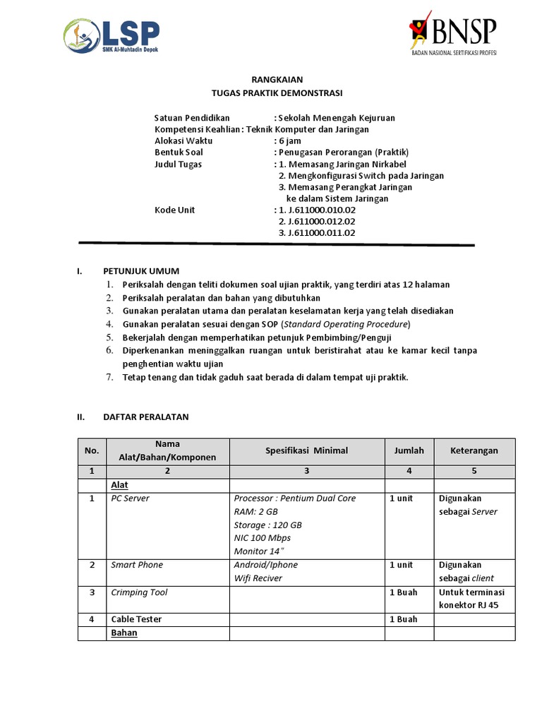 Soal LSP Praktik TKJ | PDF