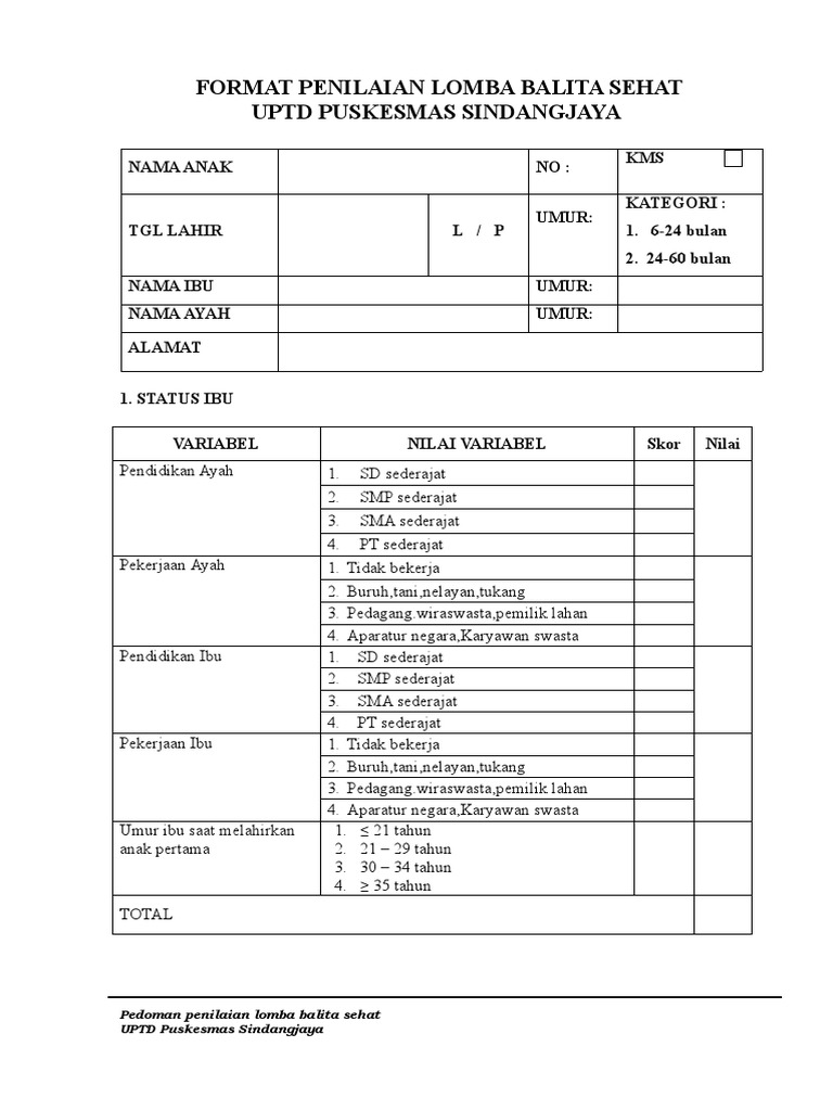 Penilaian Lomba Balita Sehat | PDF