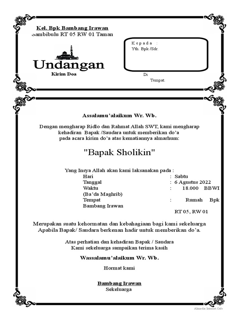 Undangan Tahlil Siap Edit A4 Lipat 3-New | PDF