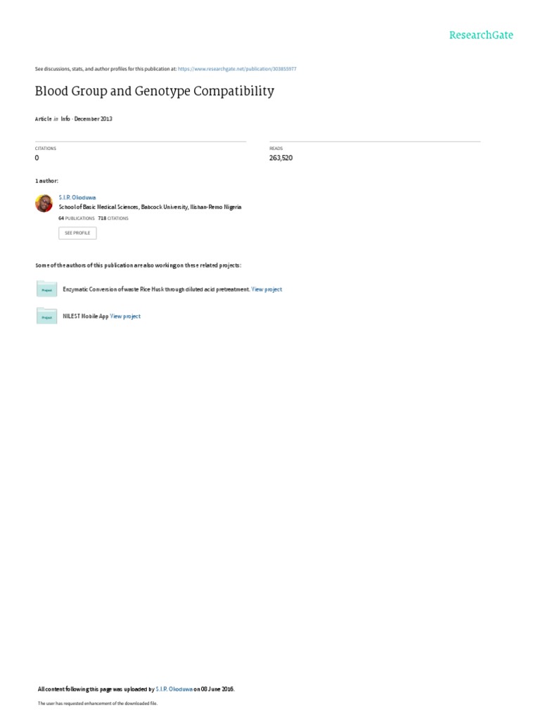 Genotype and Blood Group Compatibility | PDF | Blood Type | Anatomy