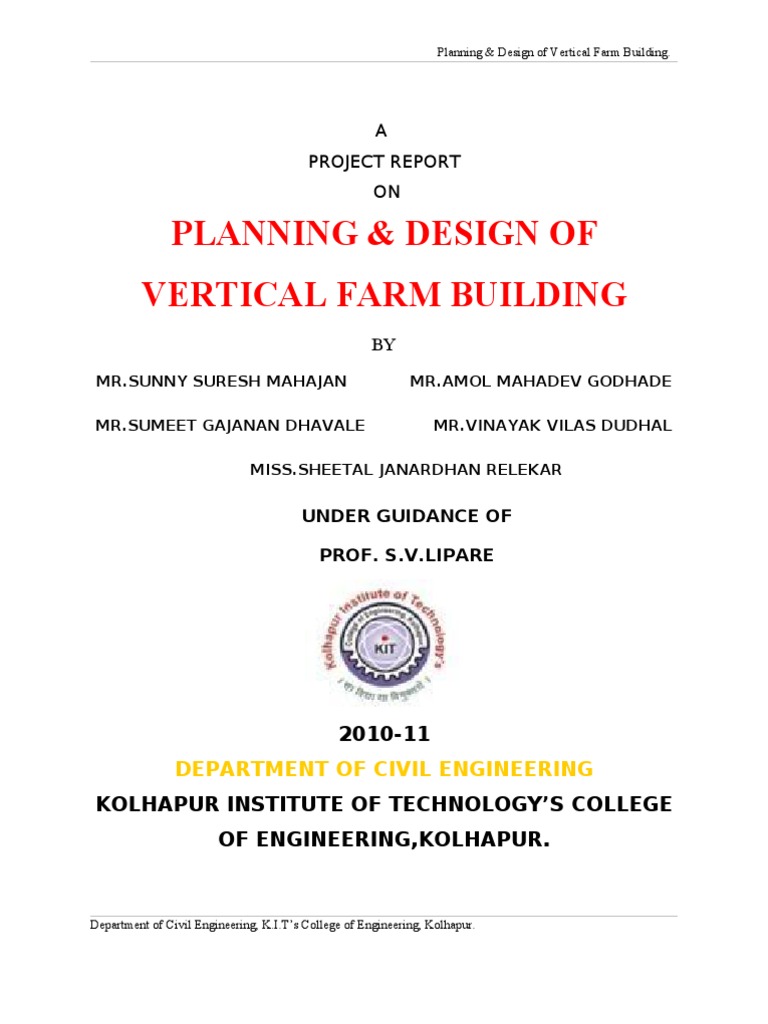 Planning & Design of Vertical Farm Building: A Project Report ON | PDF ...