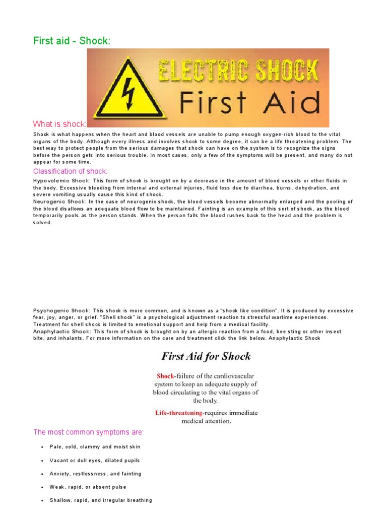 First Aid | PDF | Shock (Circulatory) | High Voltage