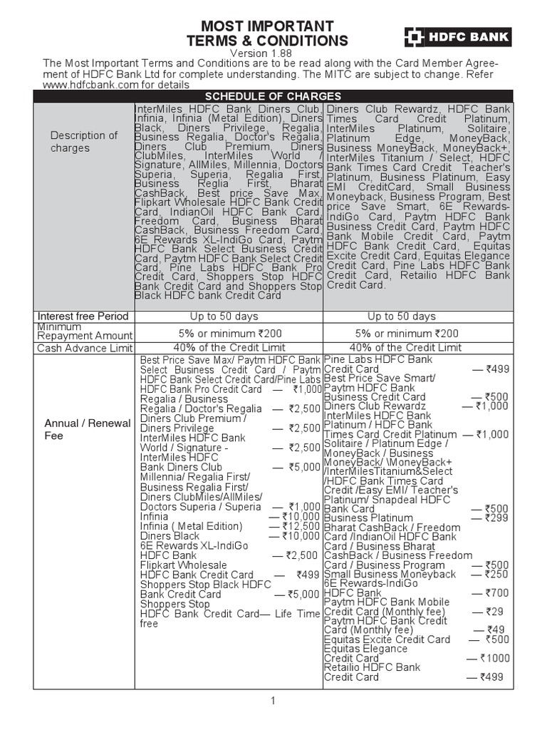 HDFC Mitc | PDF | Credit Card | Payments