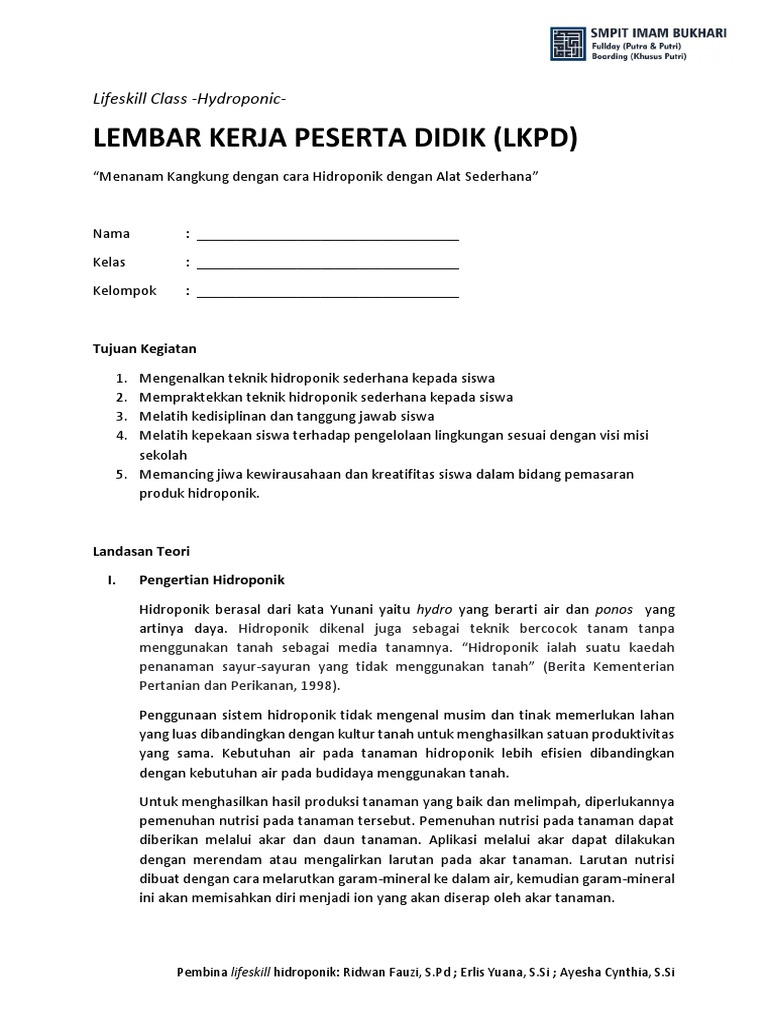 LKPD Hidroponik | PDF