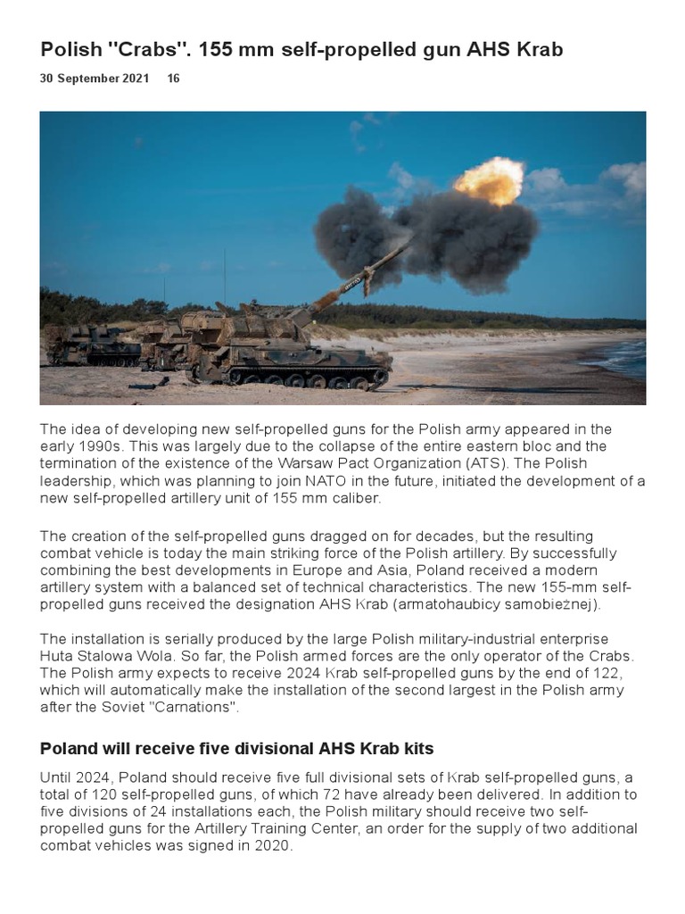 Polish - Crabs - 155 MM Self-Propelled Gun AHS Krab | PDF | Transport ...