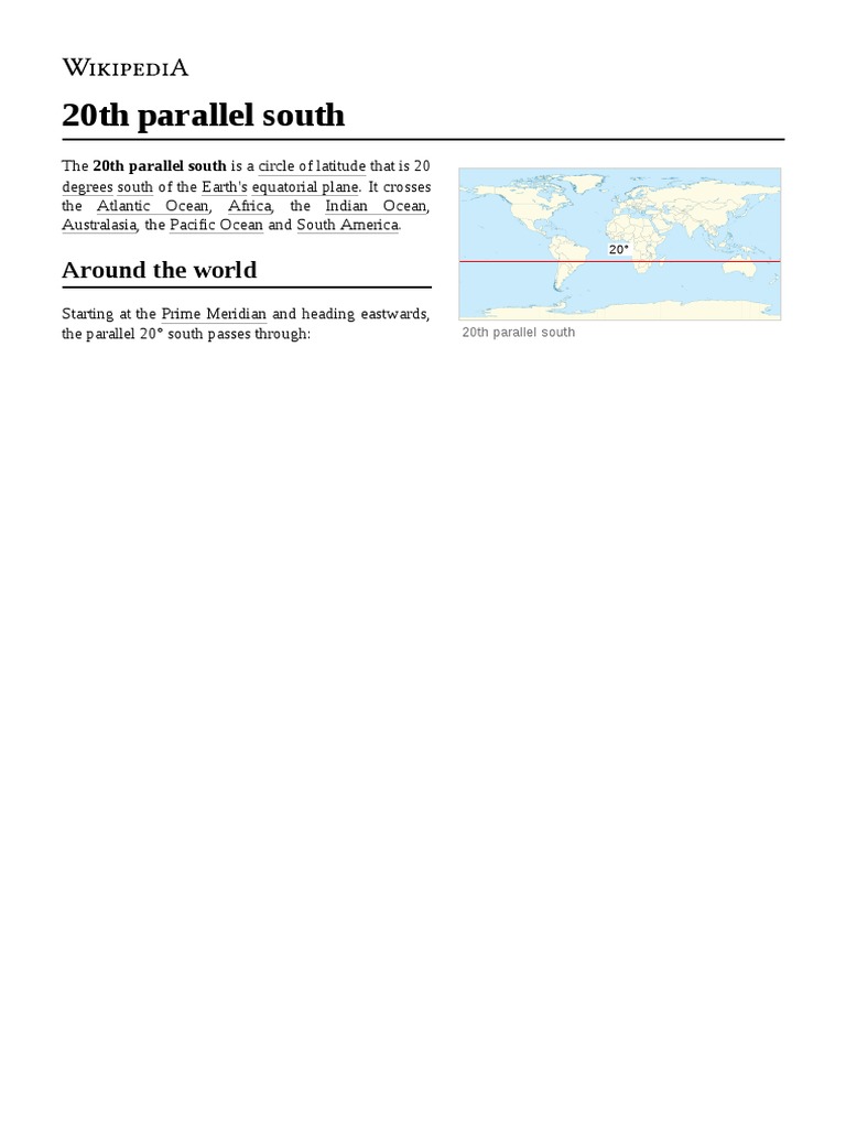 20th_parallel_south | PDF | Indian Ocean | Cartography