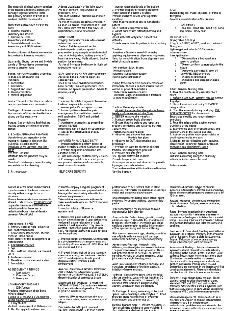 Joint Stiffness and Immobility Overview | PDF | Osteoporosis | Bone