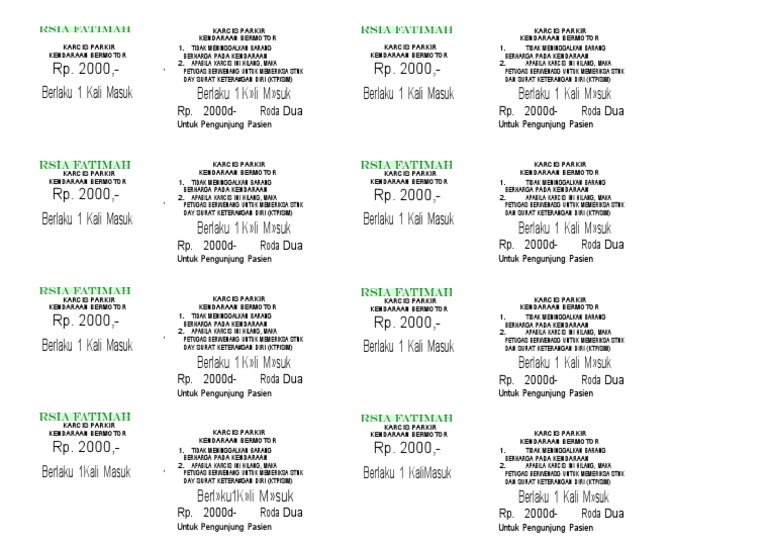 Contoh Karcis Parkir | PDF