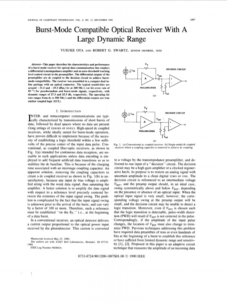 Burst-Mode Compatible Optical Receiver With A | PDF | Amplifier ...