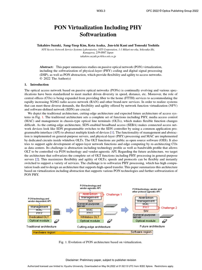 PON Virtualization Including PHY Softwarization (1401) | PDF | Modulation | Information Age