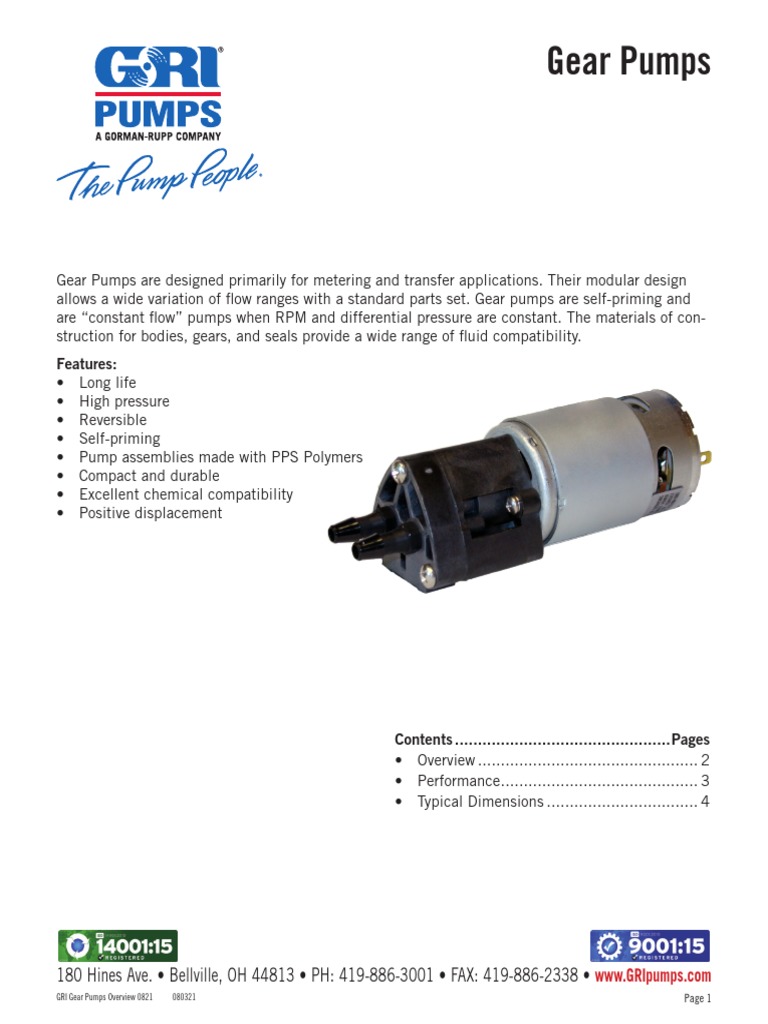 GRI Gear Pumps Overview 0821 | PDF | Pump | Flow Measurement