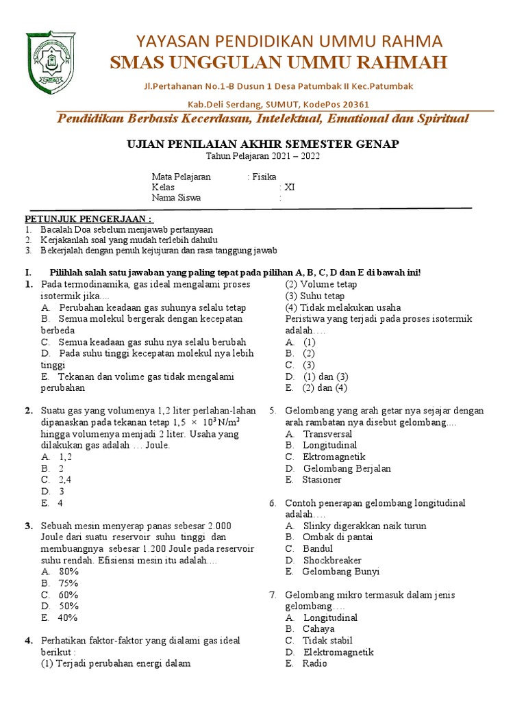 Soal Pas Genap Fisika Xi | PDF