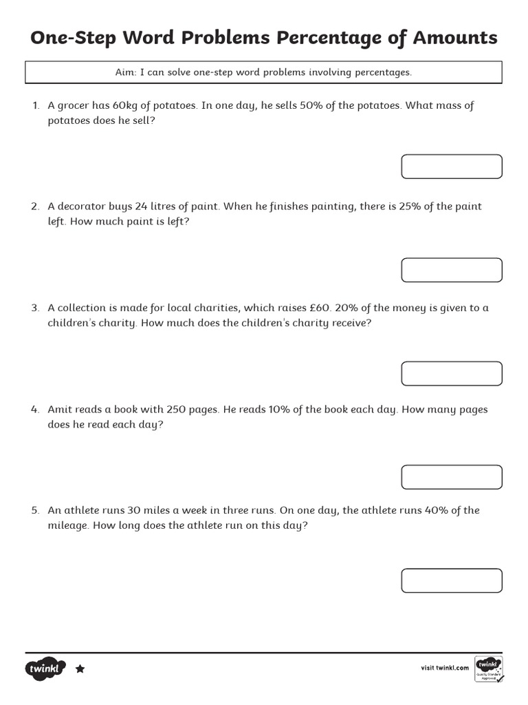 One-Step and Two-Step Percentage Problems | PDF | Breads | Foods