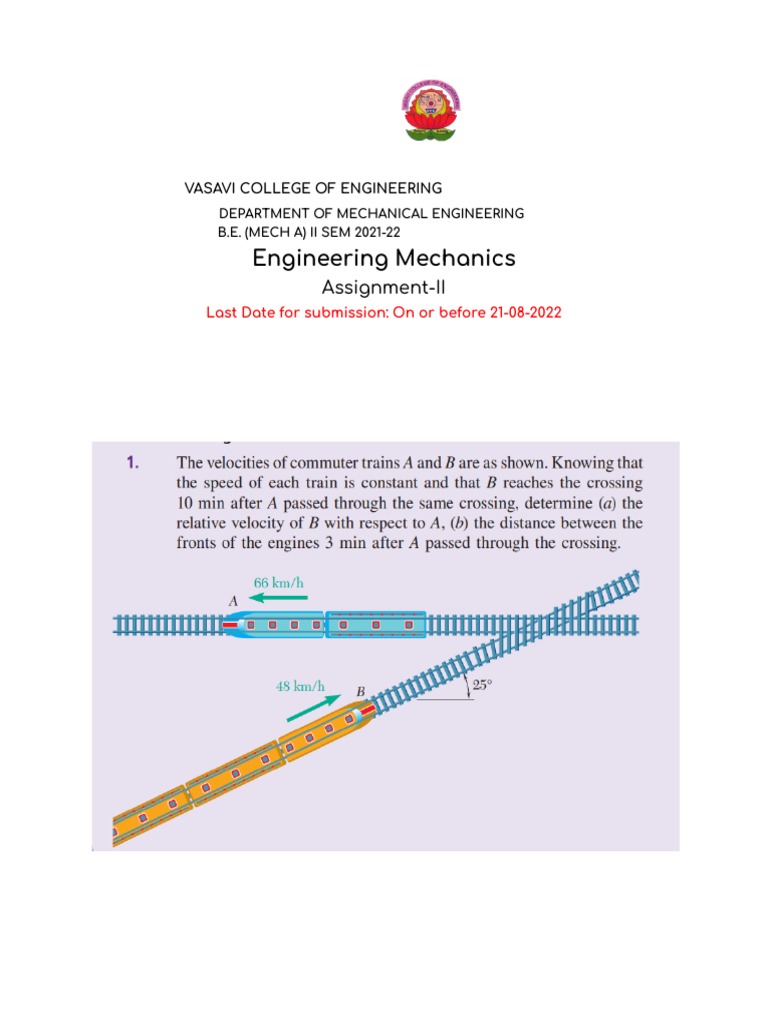 Engineering Mechanics Assignment II 2021 | PDF | Science | Science ...