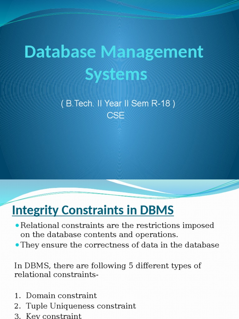 DBMS Unit 2 Part 1 | PDF | Relational Database | Databases DBMS Unit 2 Part 1 | PDF | Relational Database | Databases