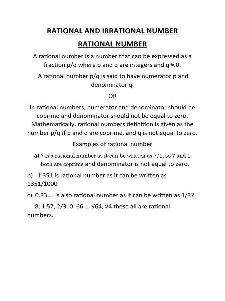 Understanding Rational vs. Irrational Numbers | PDF | Numbers ...