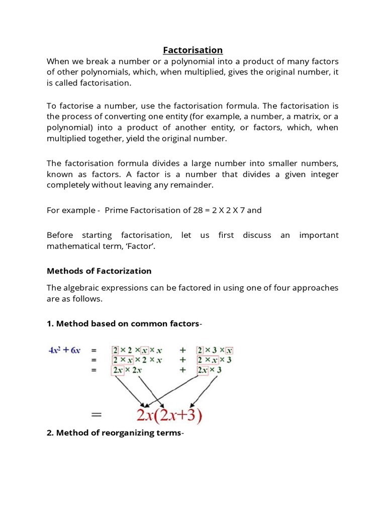 Factorisation: Methods of Factorization | PDF | Factorization | Numbers