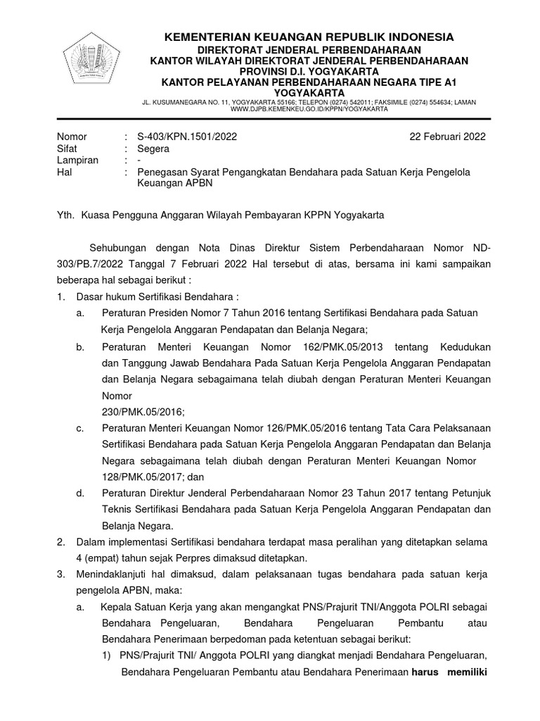 Syarat Pengangkatan Bendahara | PDF