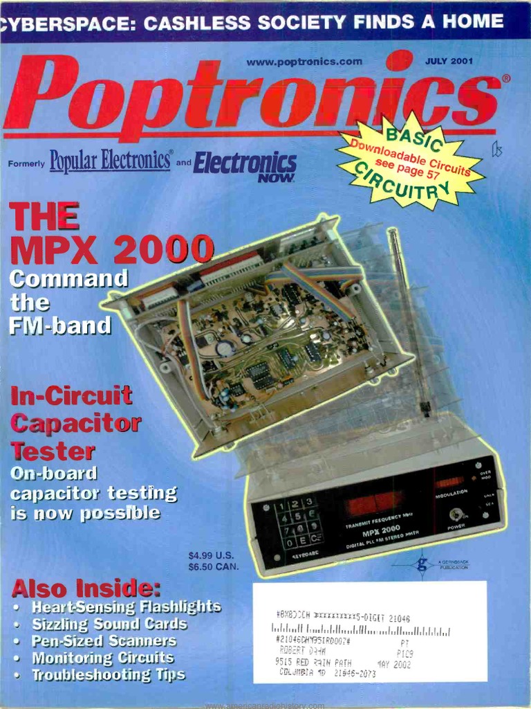 Poptronics July 2001 | PDF | Electricity | Electronics
