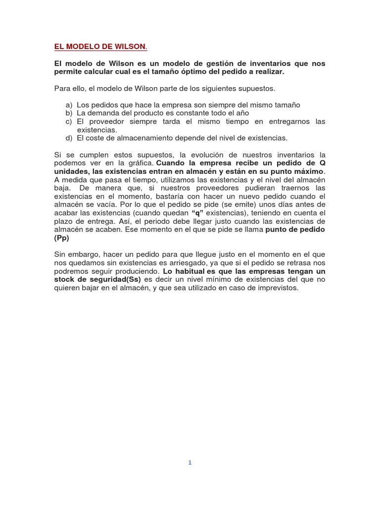 Modelo Wilson | PDF | Inventario | Business Modelo Wilson | PDF | Inventario | Business